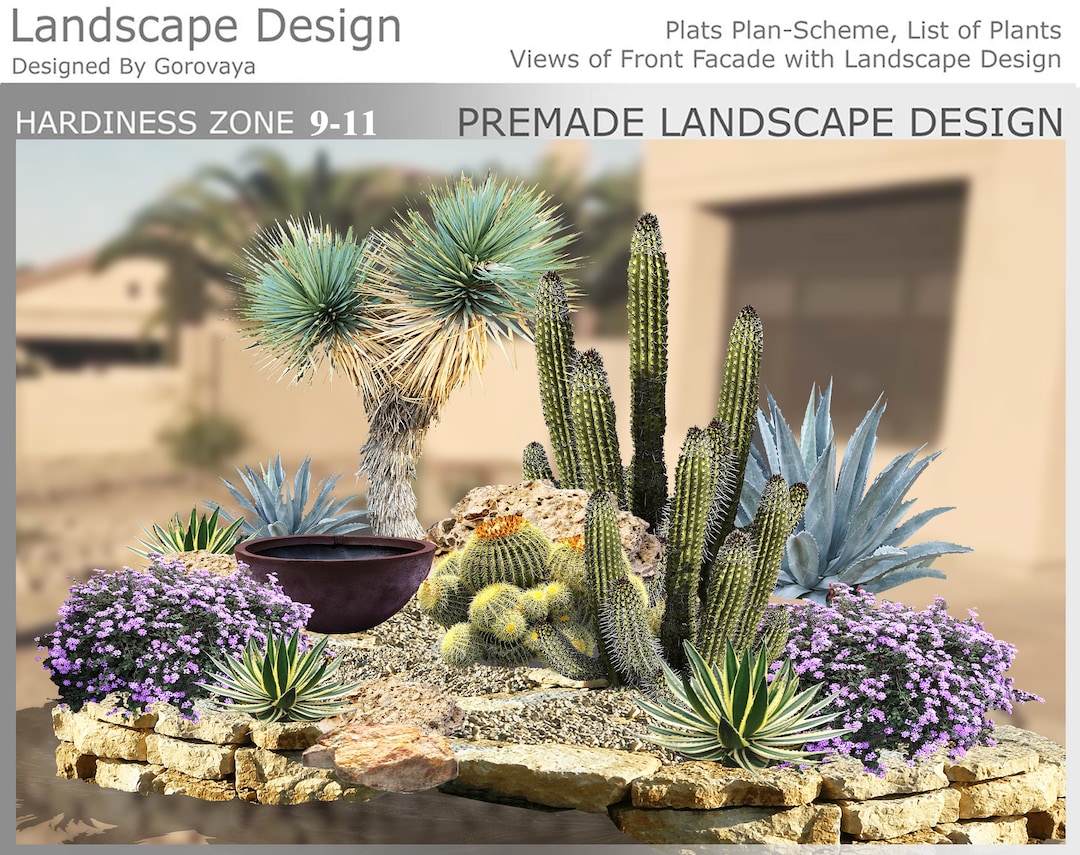 Arizona Premade Landscape Design, Landscape Berm, Zone 9-11 Berm, Berm ...