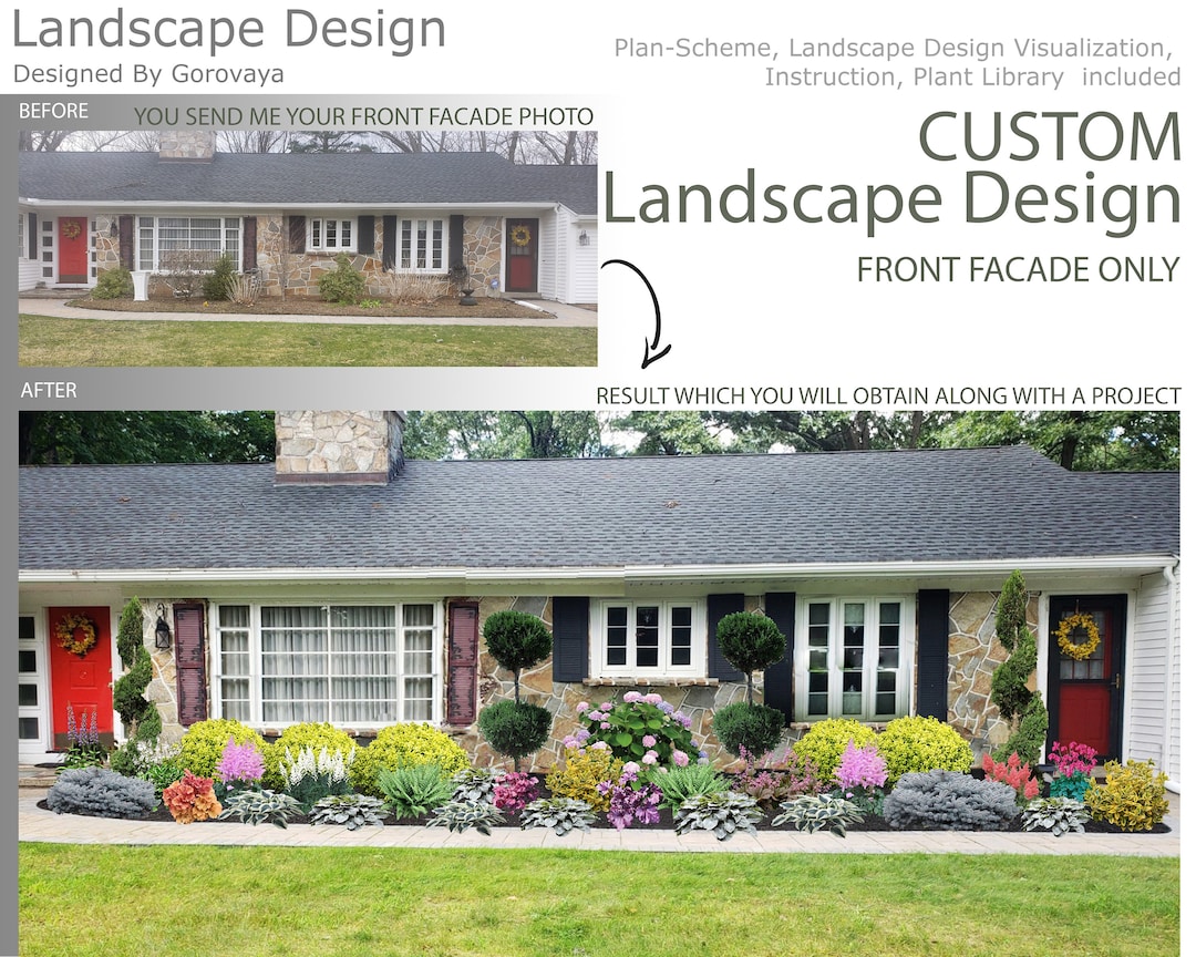 Custom Landscape Design, Landscape Front Facade, Landscape Layout ...