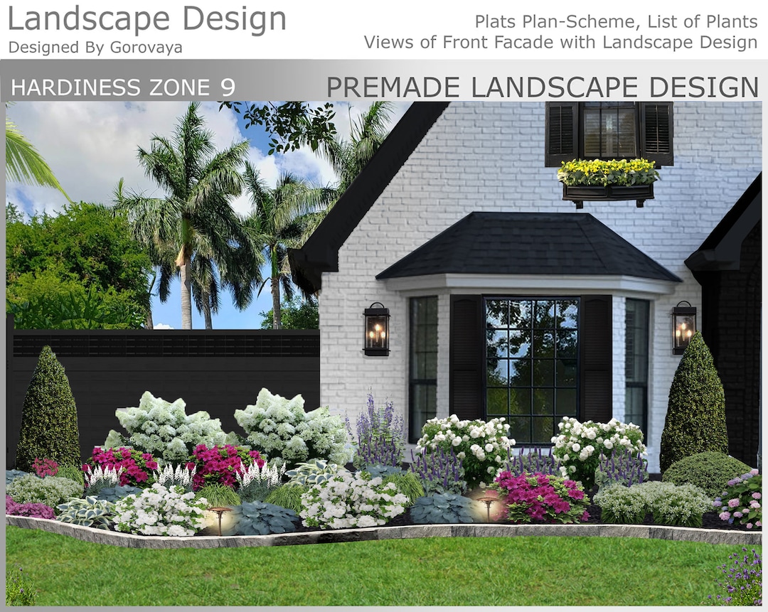 Texas Zone 9 Landscape Design: Premade Front Facade (digital Download ...
