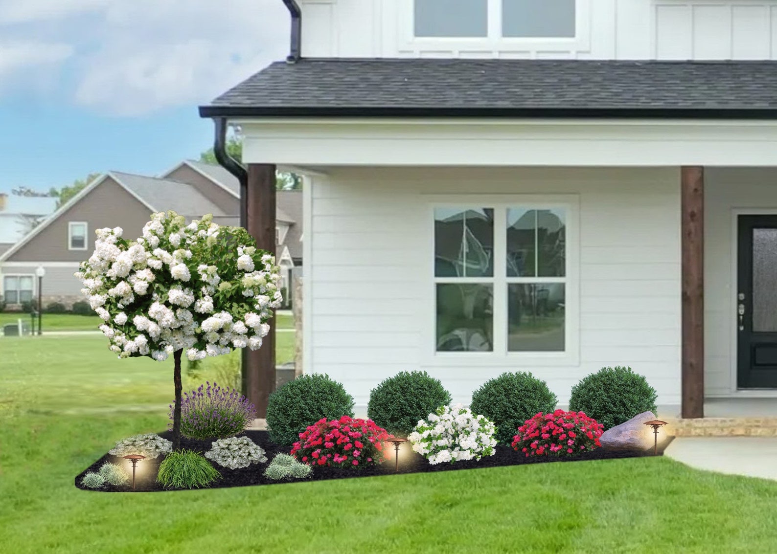 Ready-made Landscape Full Sun, Limelight Hydrangea Tree Design, Zone 5 ...