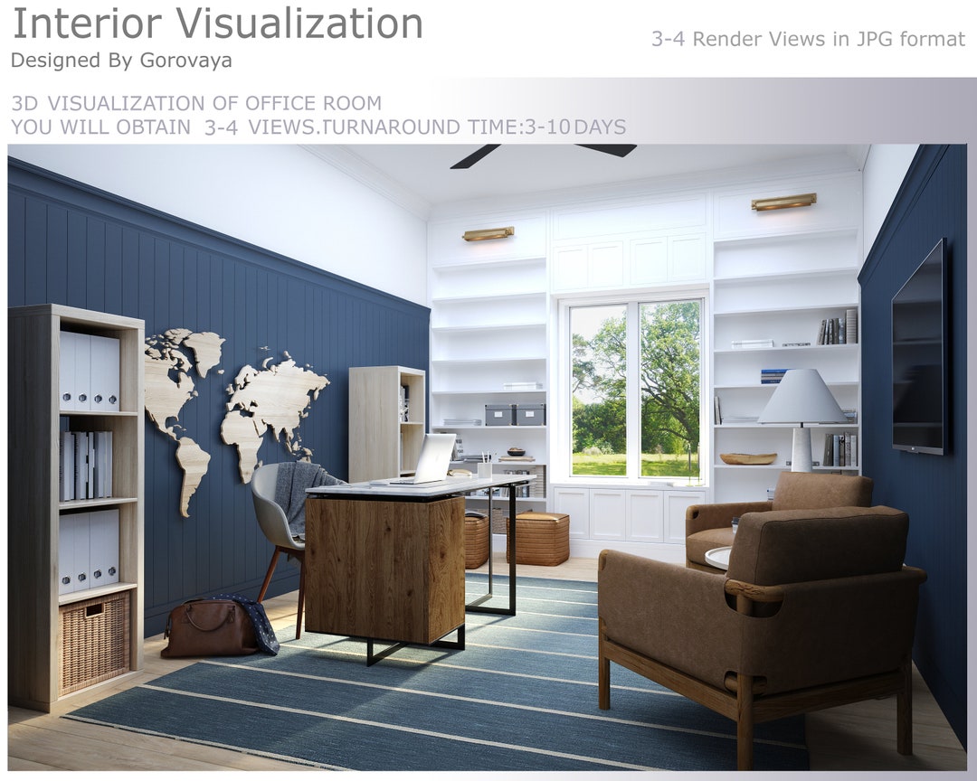 3D Office Room Interior Design, Online Office Room , Cabinet ...