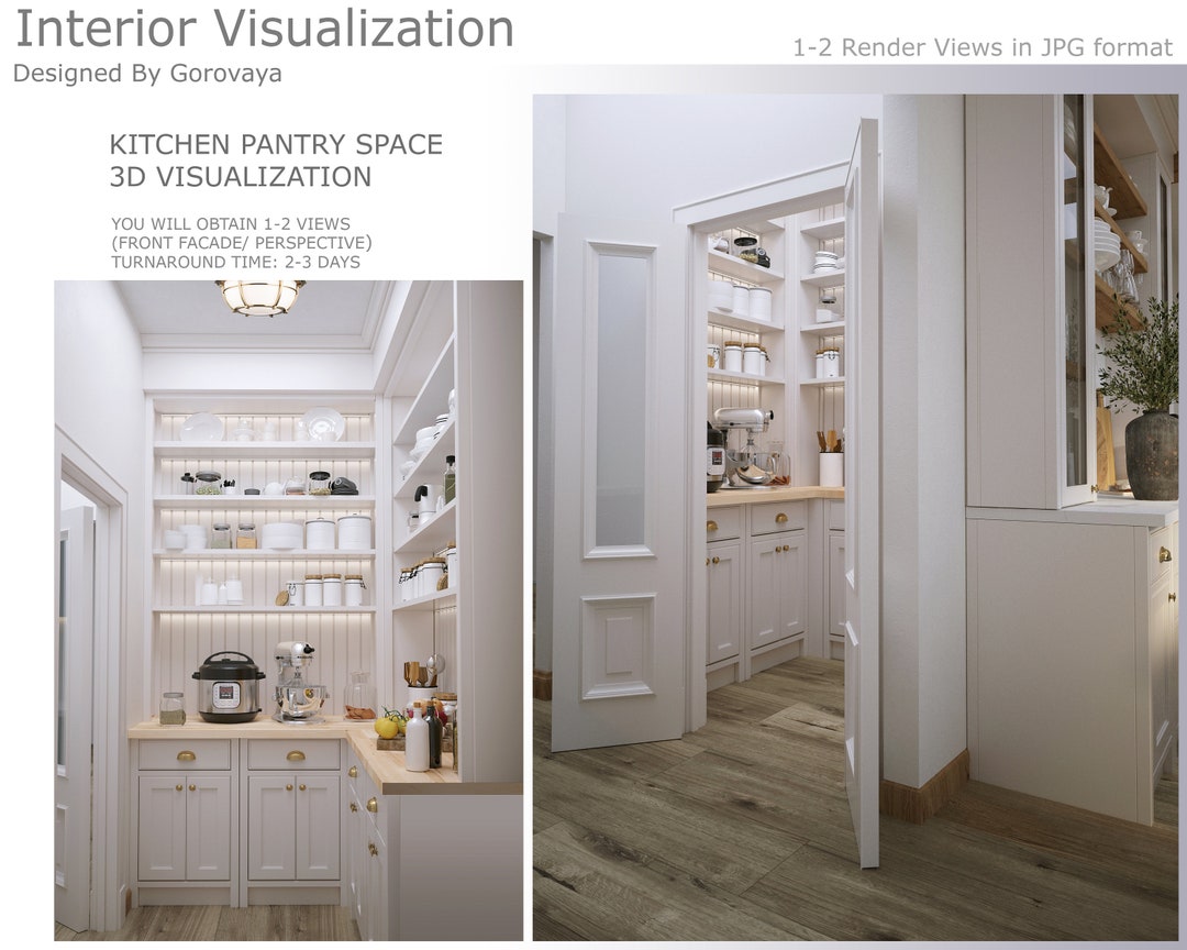 3D Kitchen Pantry Design, Interior Visualization, Pantry Renovation ...
