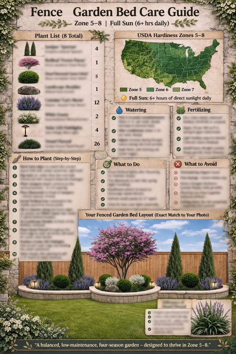 Premade Landscape Design, Fence Landscape, Full Sun Zone 5-8 Berm ...