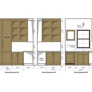2D Pantry Room, 2D CAD Cabinet Design, Custom Draft, Bespoke Elevations and Plan, Pantry Draft ...