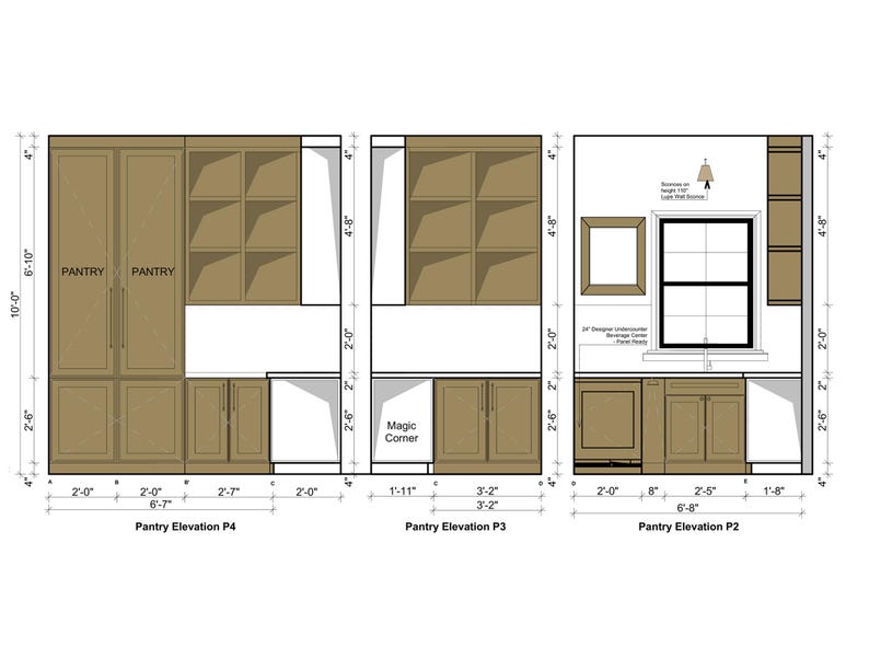 2D Pantry Room, 2D CAD Cabinet Design, Custom Draft, Bespoke Elevations ...