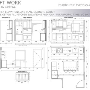 Kitchen Cabinet Layout Draft, 2D Custom Kitchen Design, Cabinet Layout ...