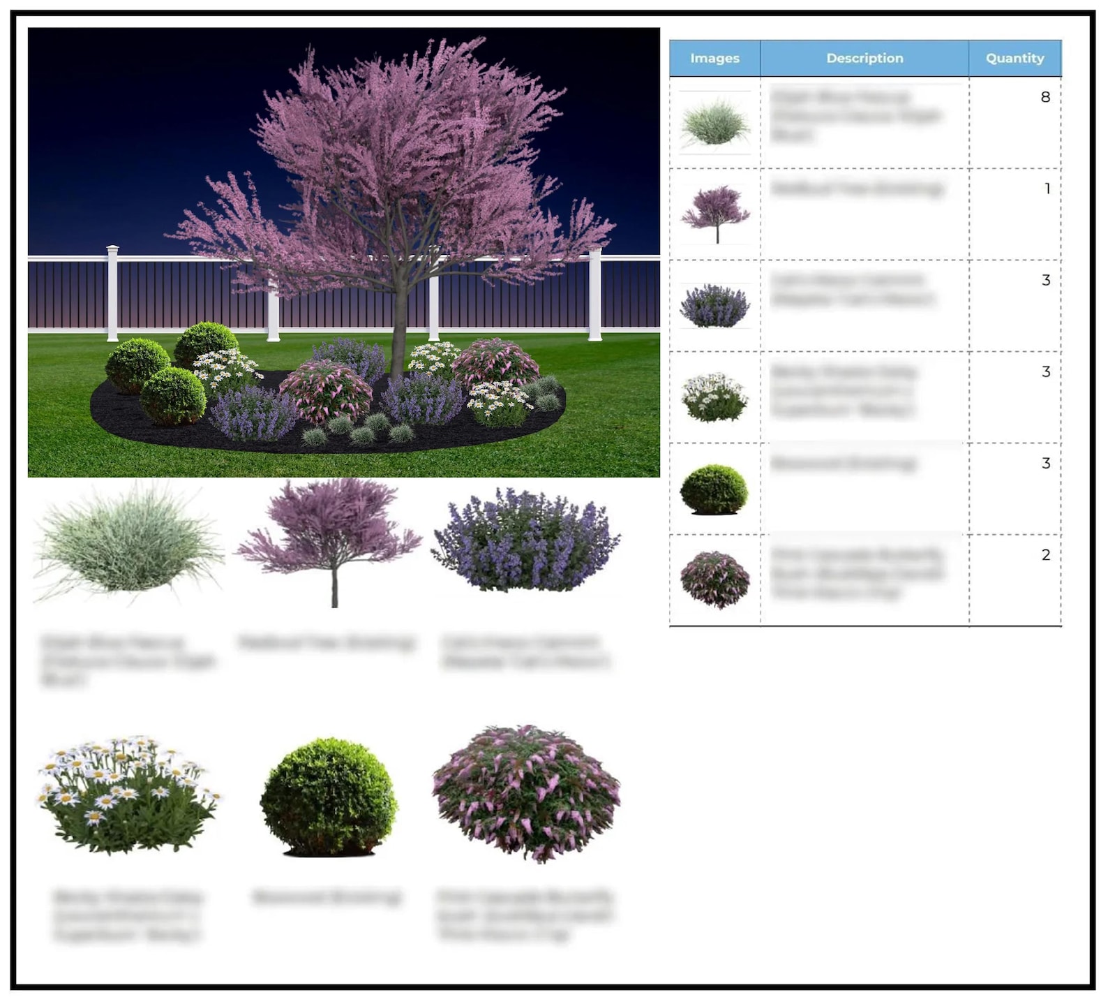 Premade Front Yard Landscape Design With Redbud Tree, Zones 5-8 Garden ...