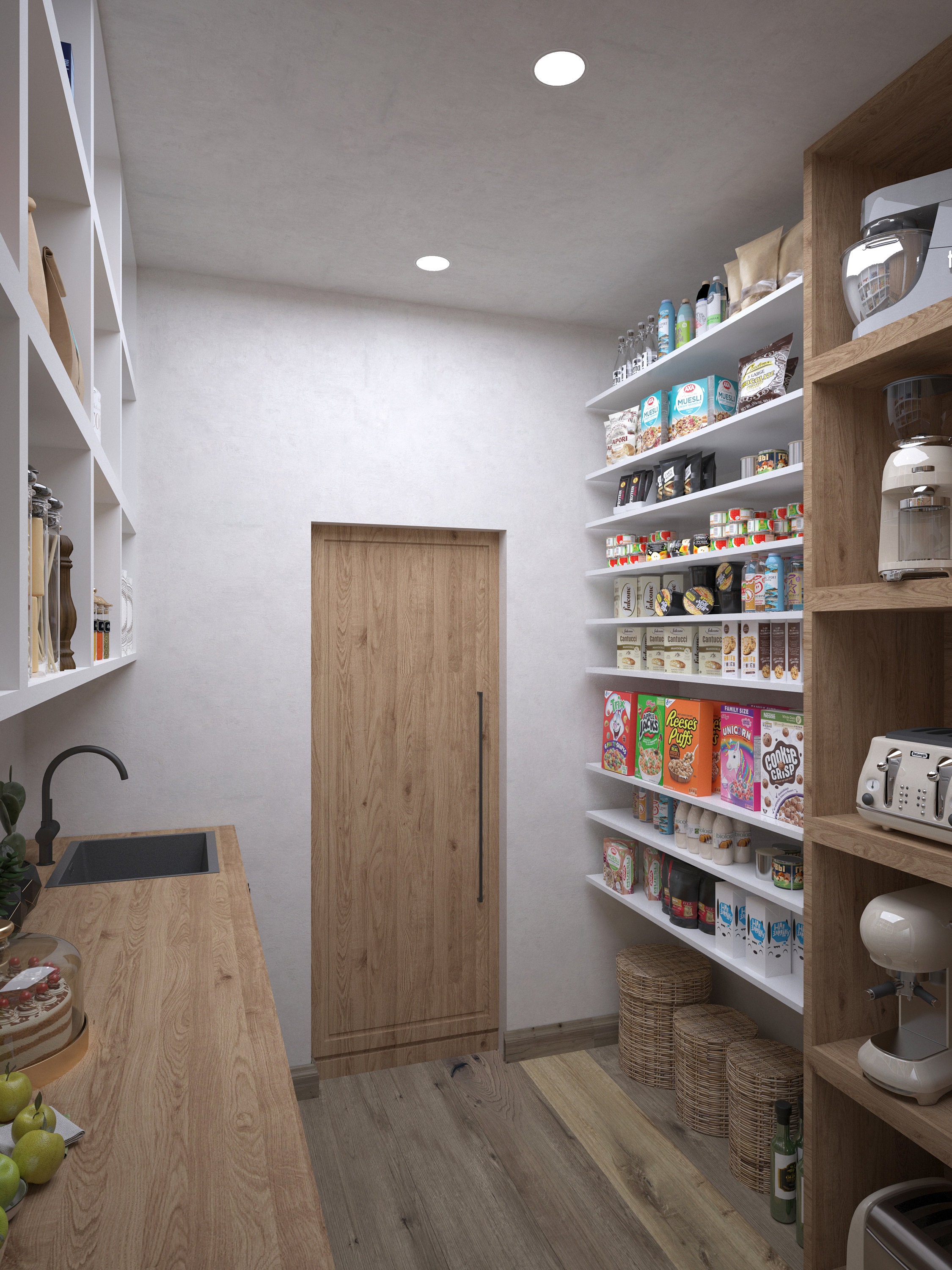 3D Kitchen Pantry Design, Interior Visualization, Pantry Renovation ...