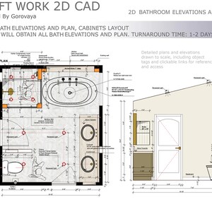 2D Master Bathroom Complex, 2D CAD Cabinet Design, Bathroom Custom ...
