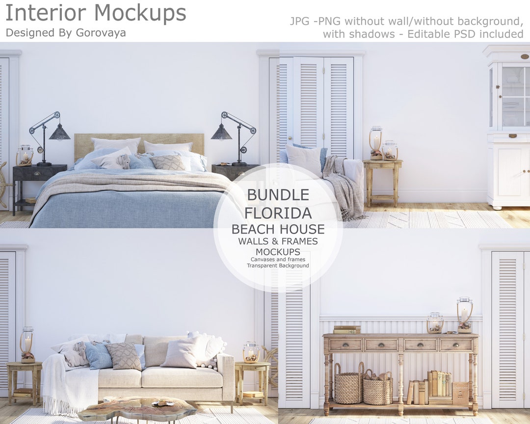 Interior Mockup Bundle, Beach House Mockup, Summer House Mockup, Ocean ...