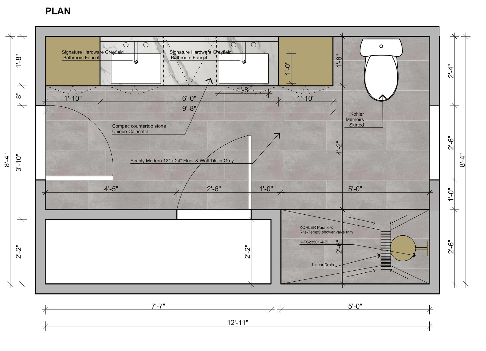 2D Master Bathroom, 2D CAD Cabinet Design, Bathroom Custom Draft, Bath ...