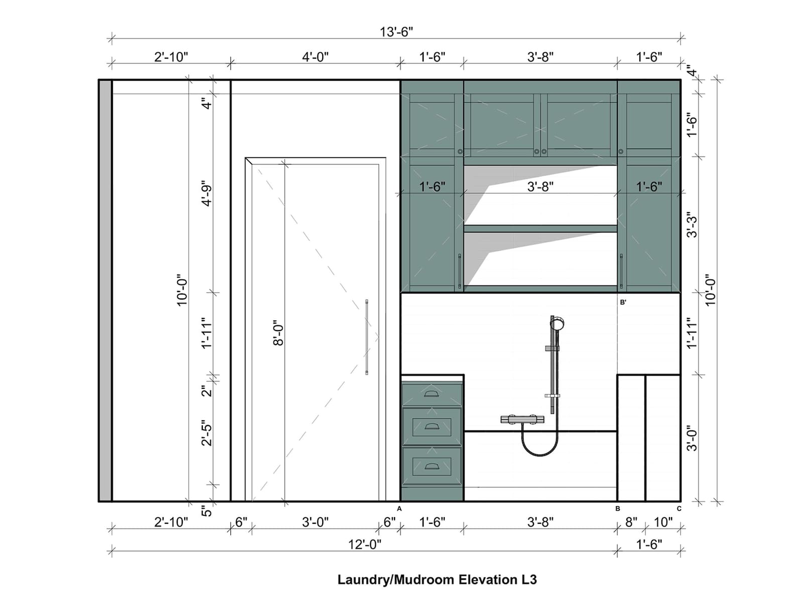 2D Laundry Room, 2D CAD Cabinet Design, Custom Draft, Bespoke ...