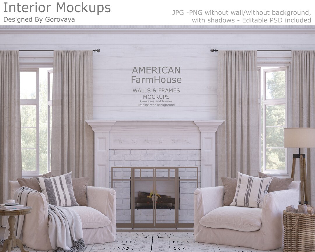 Interior Mockup,frame Mockup, Livingroom Mockup, Traditional Farmhouse ...
