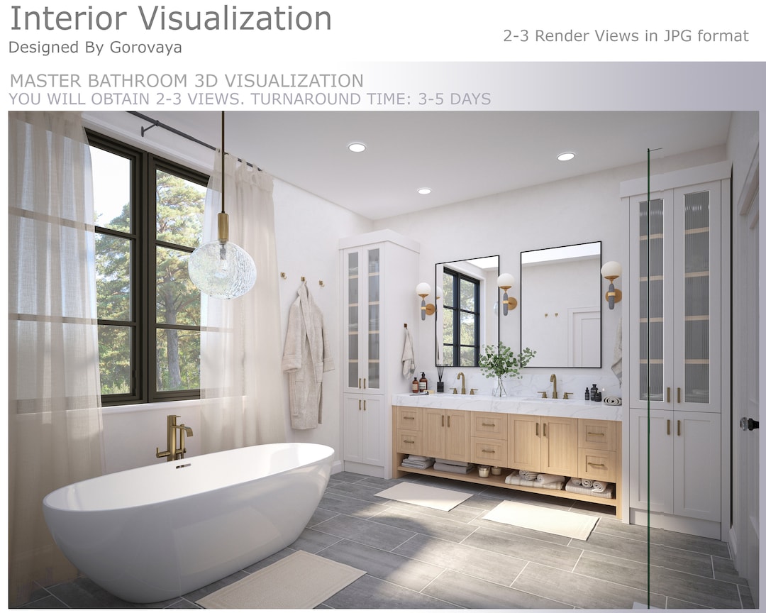 Master Bathroom Interior Design, 3D Interior Visualization, Realistic ...