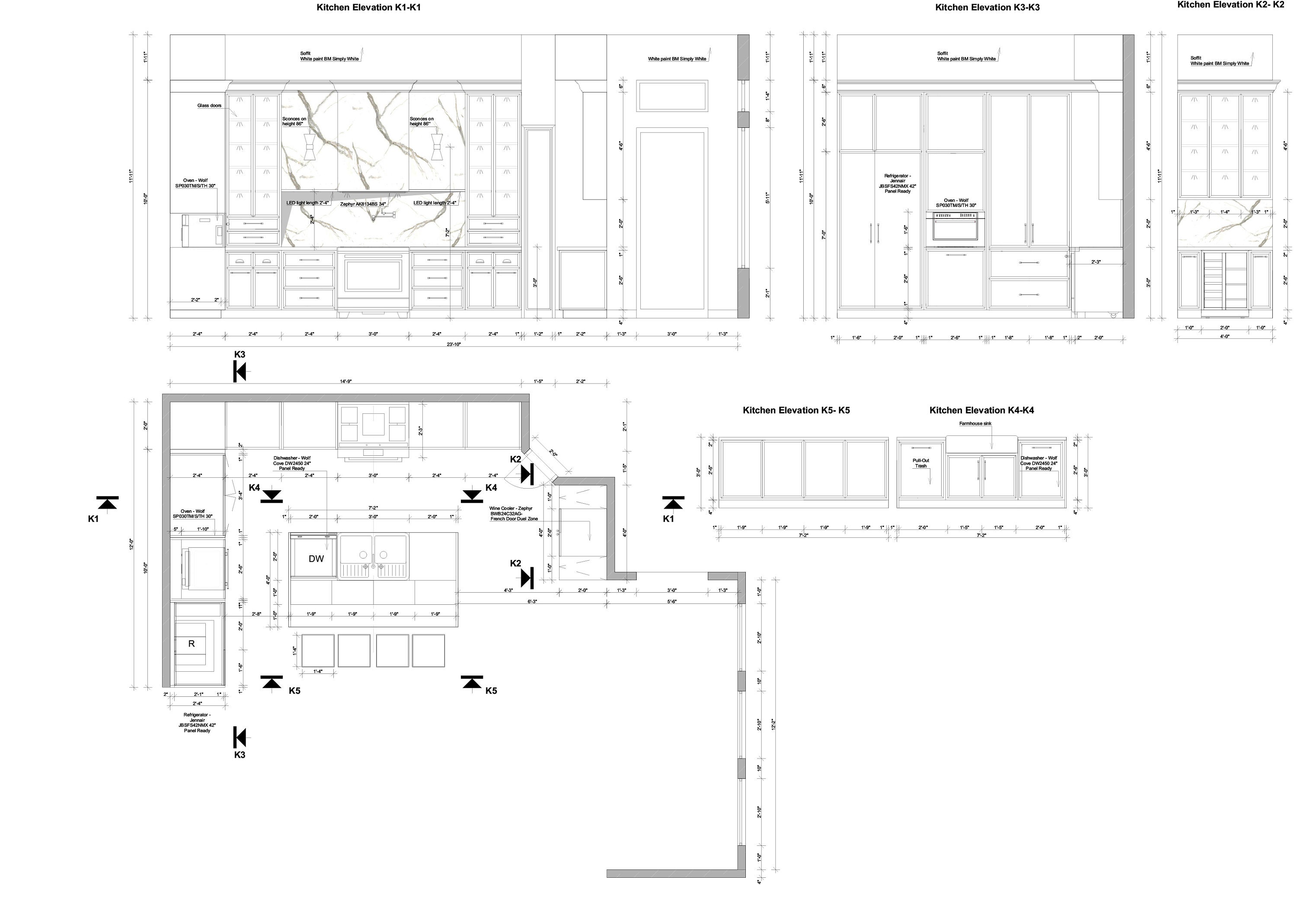 Complex Kitchen Cabinet Layout Draft, 2D Custom Kitchen Design, Cabinet ...