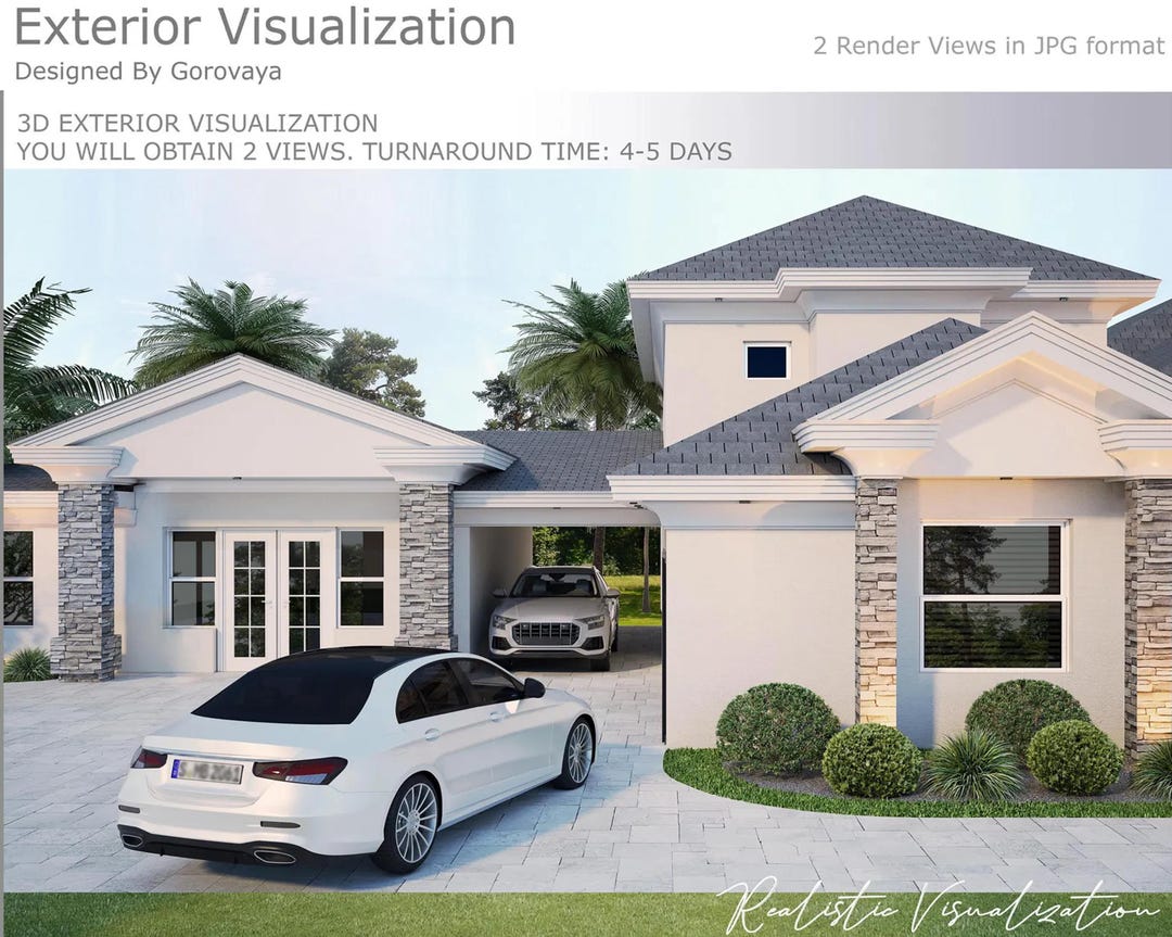 3D Visualization of Front Facade Exterior, Front Facade Visualization ...