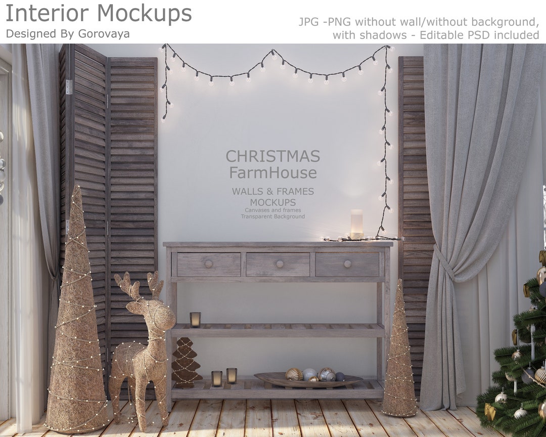 Interior Mockup, Christmas Mockup, Livingroom Mockup, Traditional ...