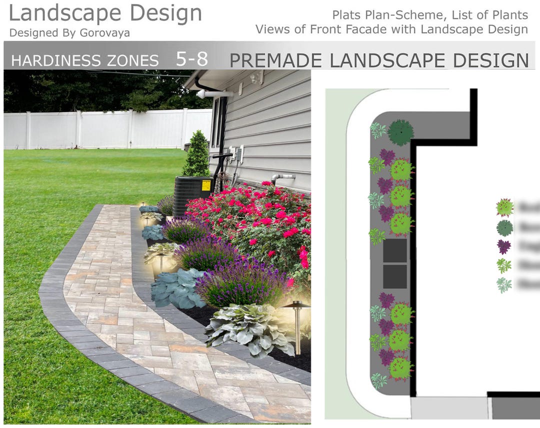 Premade Landscape Design, Landscape Garden Bed, Zone 5-8, Landscape ...