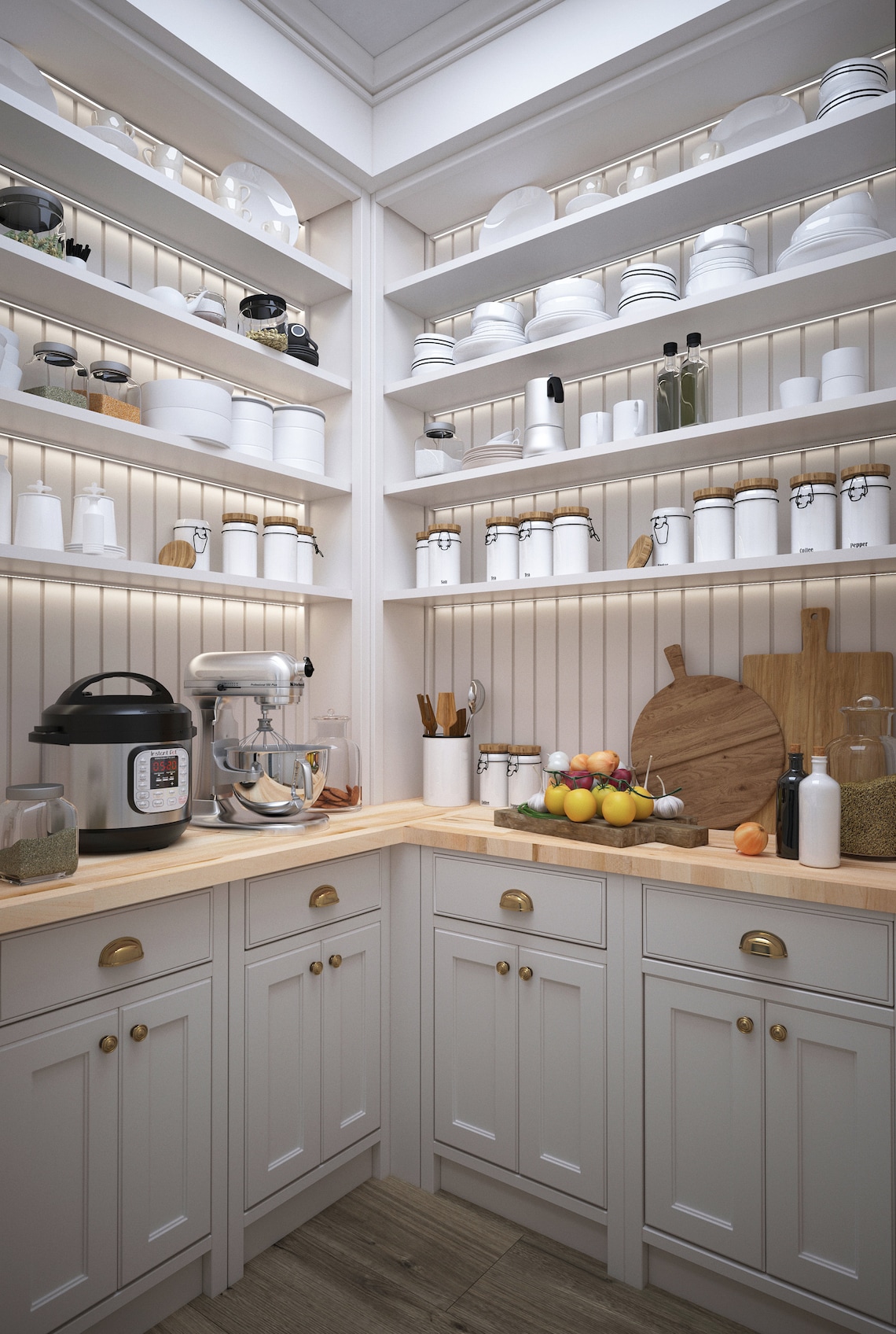 3D Kitchen Pantry Design, Interior Visualization, Pantry Renovation ...
