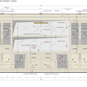 Custom 2D Bar Cabinet Layout Draft, Kitchen Bar Elevations - Etsy