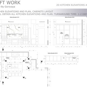Complex Kitchen Cabinet Layout Draft, 2D Custom Kitchen Design, Cabinet ...
