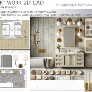 2D Master Bathroom, 2D CAD Cabinet Design, Bathroom Custom Draft, Bath ...
