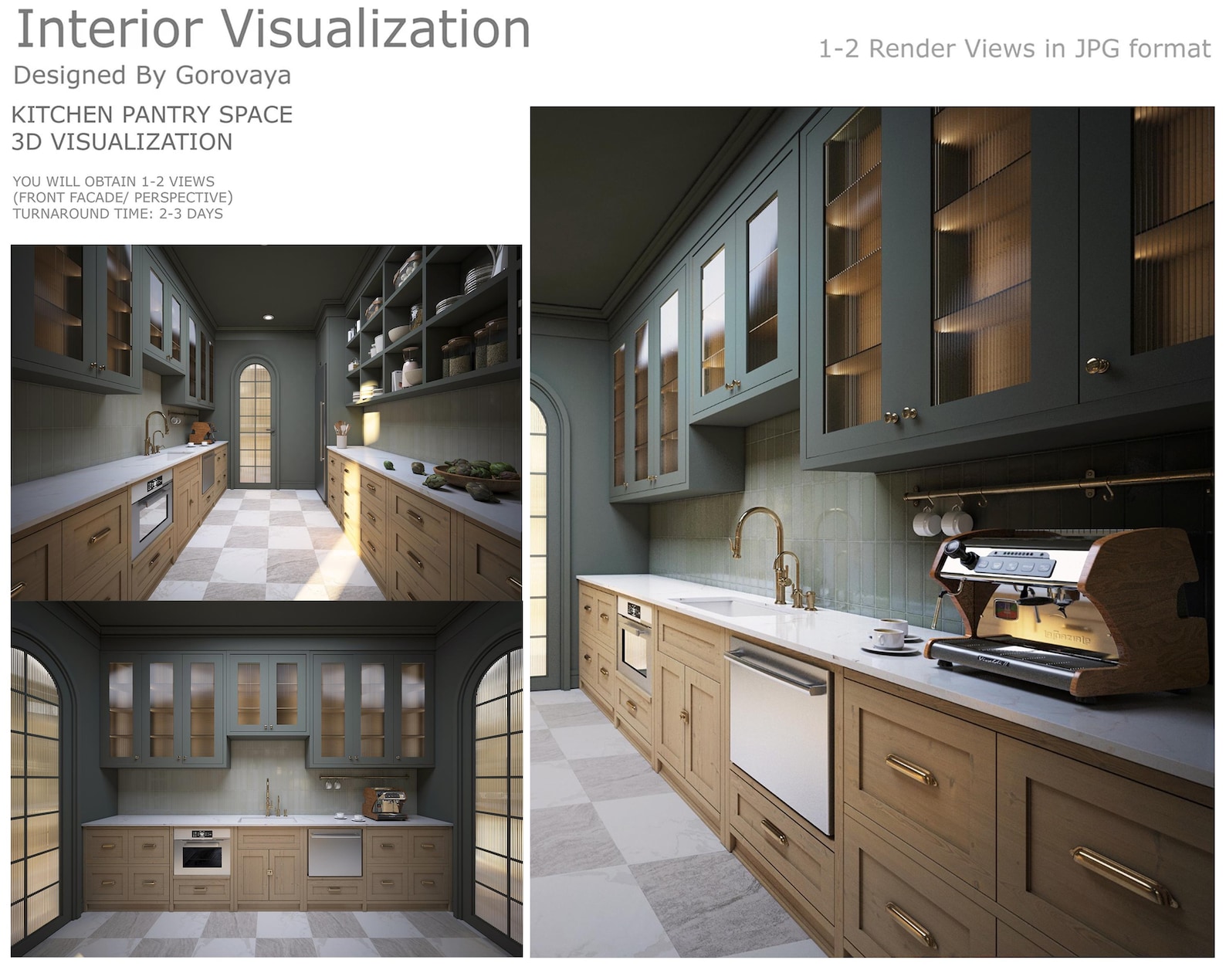 3D Kitchen Pantry Design, Interior Visualization, Pantry Renovation ...