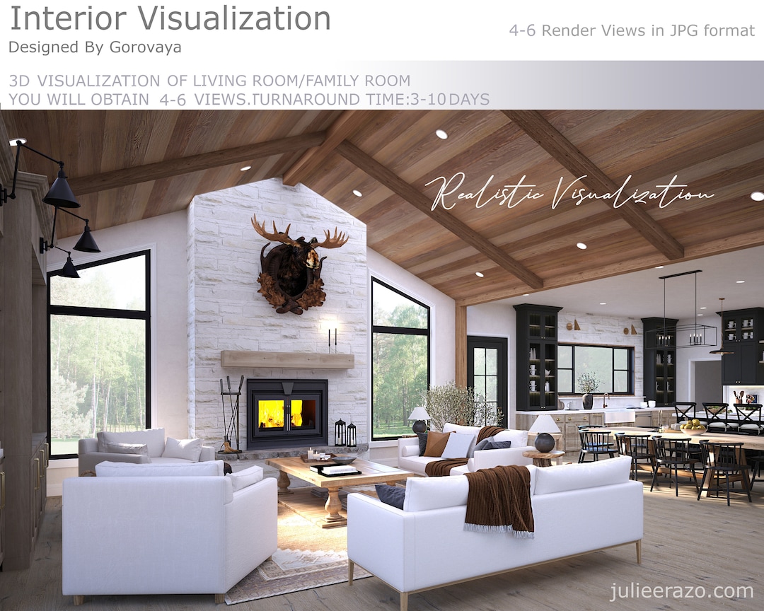 3D Living Room Interior Designs, Great Room Renovation, Architectural ...