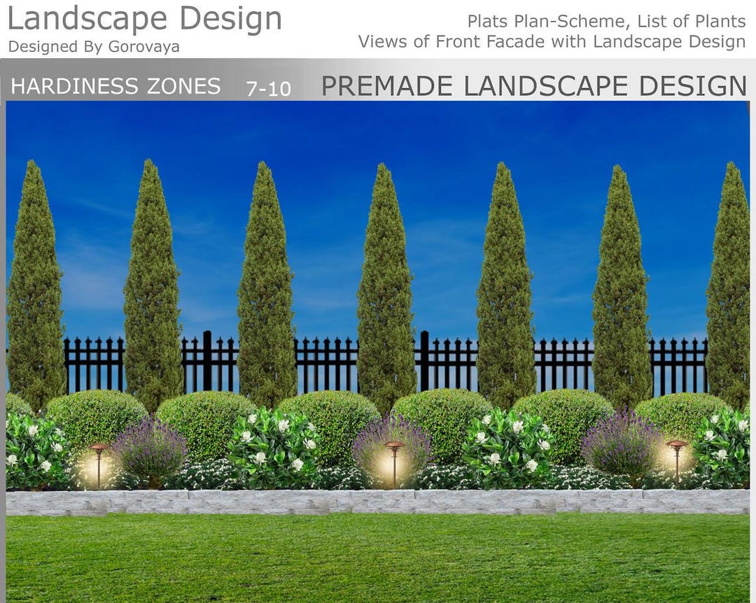 Premade Fence Landscape , Hydrangea Bush Design, Zone 7-10 Landscape ...