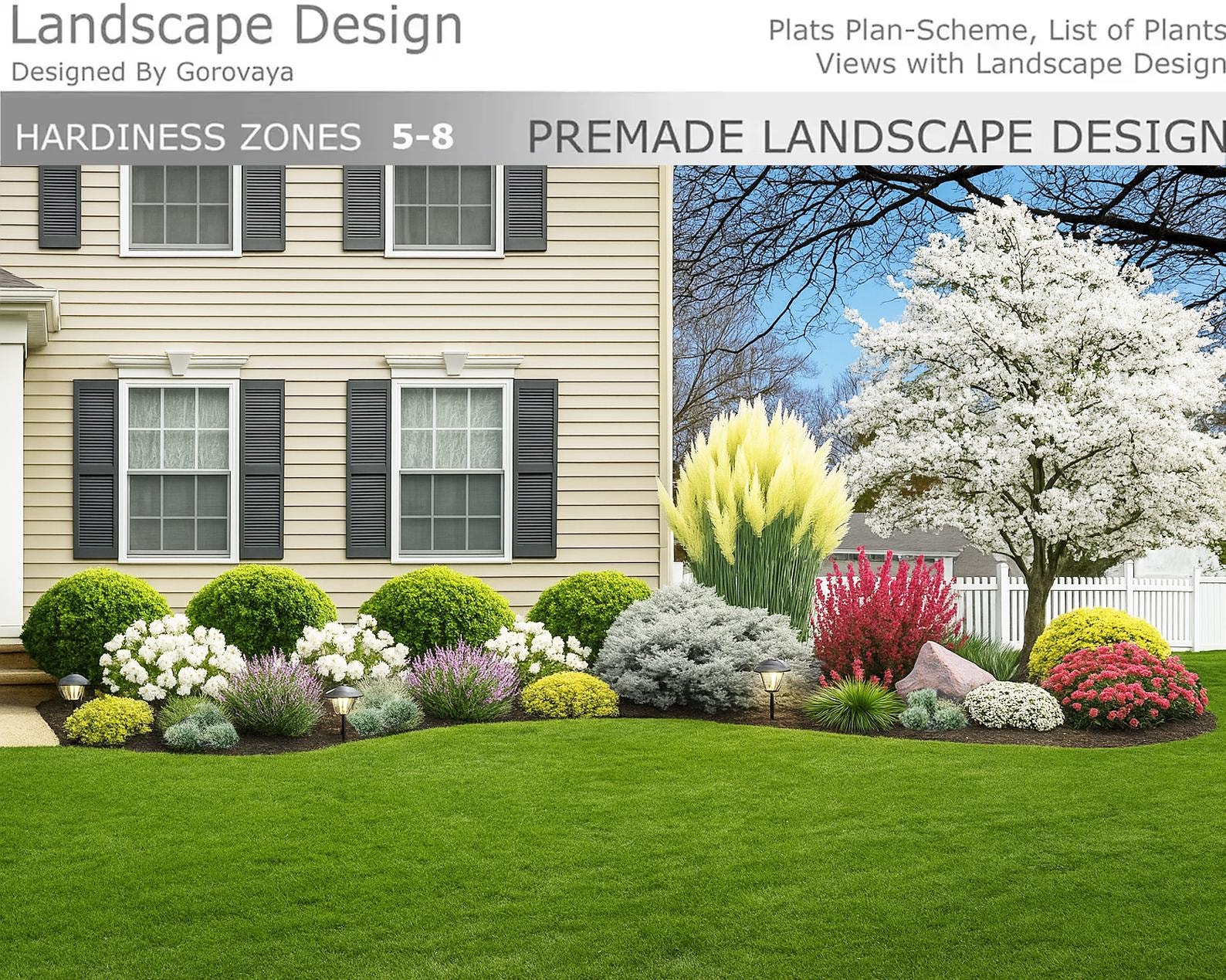 Premade Landscape Design, Landscape Garden Bed, Zone 5-8 , Landscape ...