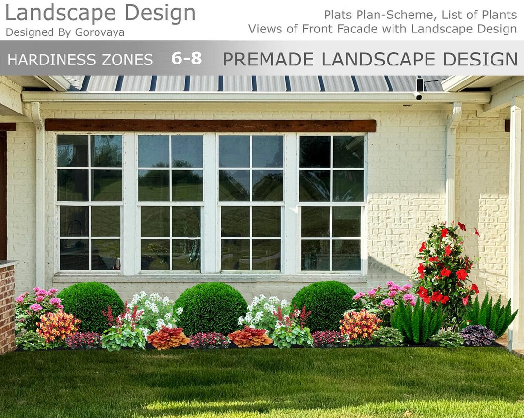 Premade Landscape Design, Central Garden Bed, Landscape Garden Bed ...