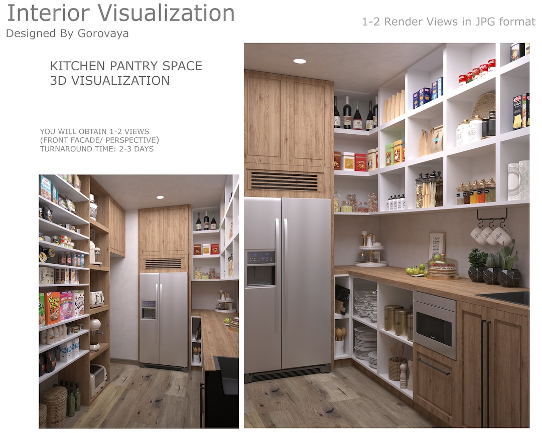 3D Kitchen Pantry Design, Interior Visualization, Pantry Renovation ...