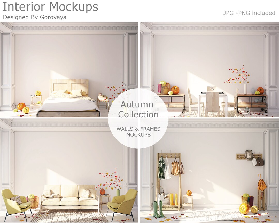Interior Mockup Bundle, Autumn Mockup, Bedroom Mockup, Dining Room ...