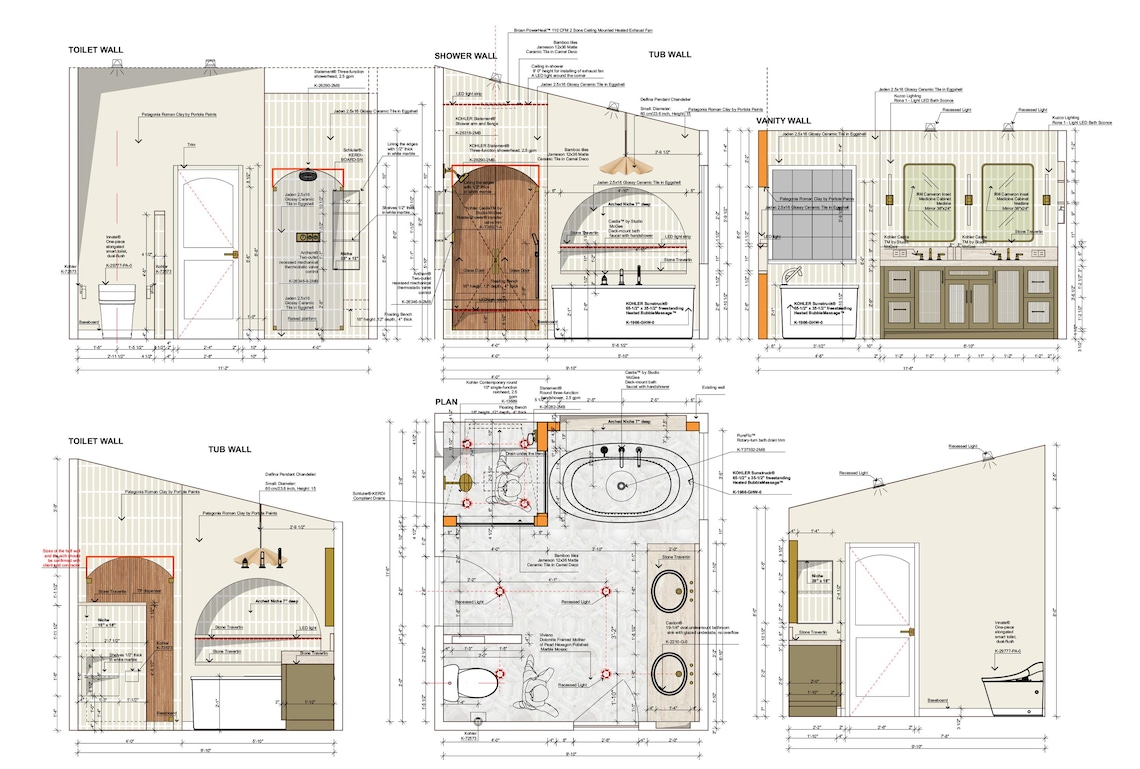 2D Master Bathroom Complex, 2D CAD Cabinet Design, Bathroom Custom ...