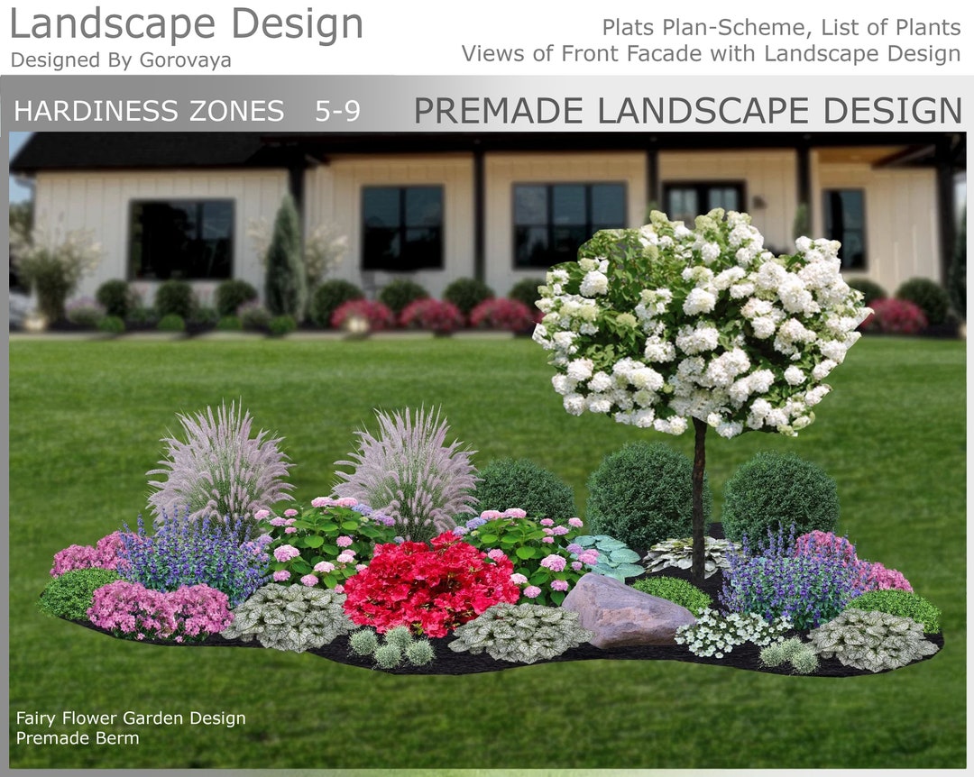 Premade Landscape Design, Flower Berm, Zone 5-9 Berm, Berm Flower ...