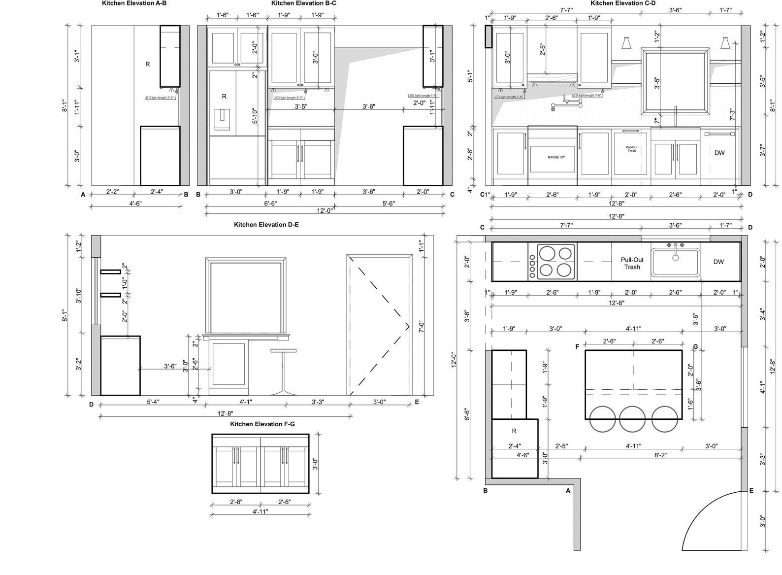 Kitchen Cabinet Layout Draft, 2D Custom Kitchen Design, Cabinet Layout ...
