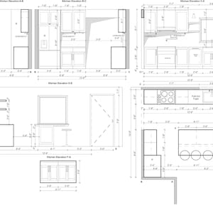 Kitchen Cabinet Layout Draft, 2D Custom Kitchen Design, Cabinet Layout ...