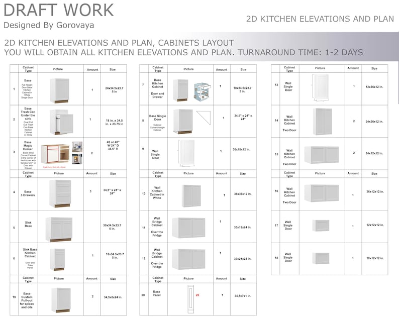 Kitchen Cabinet Layout Draft, 2D Custom Kitchen Design, Cabinet Layout ...