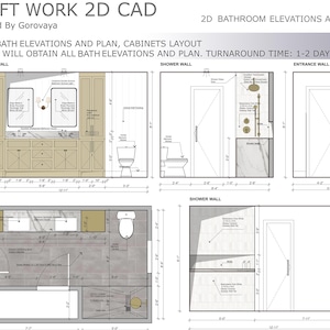 2D Master Bathroom, 2D CAD Cabinet Design, Bathroom Custom Draft, Bath ...