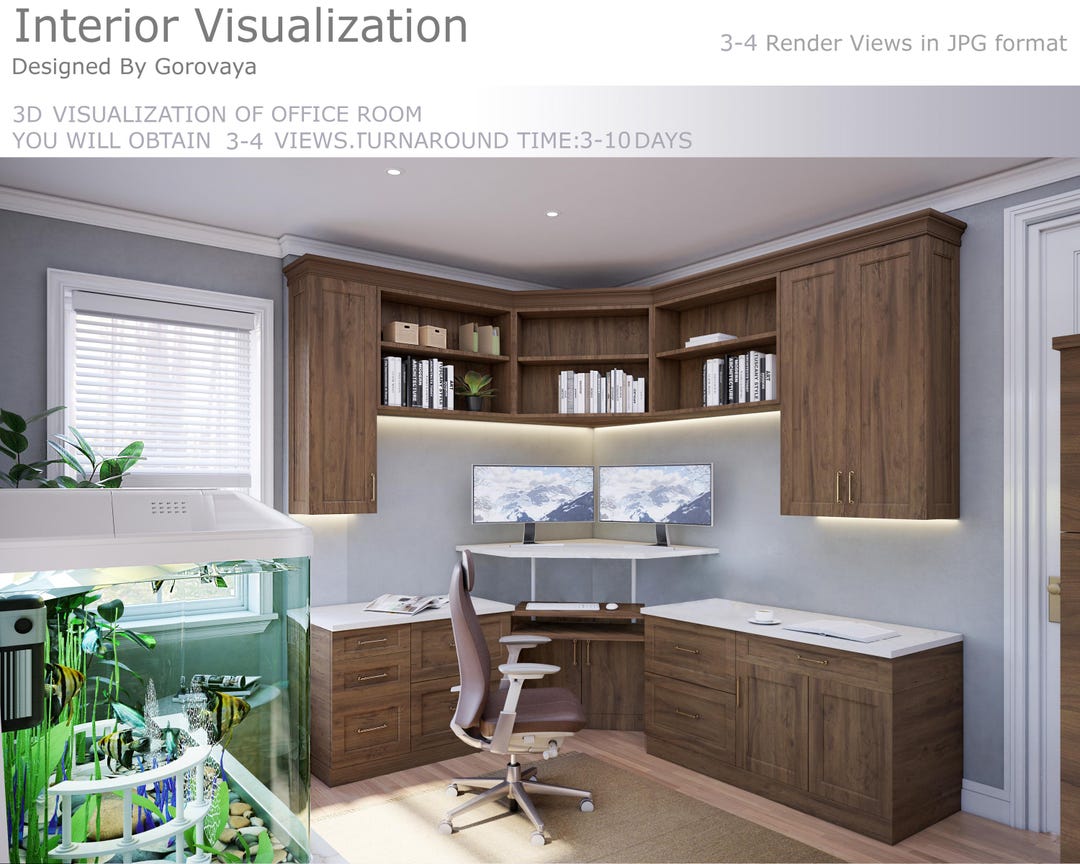 3D Office Visualization Interior Design, Design Office Room , Cabinet Visualization, 3D ...