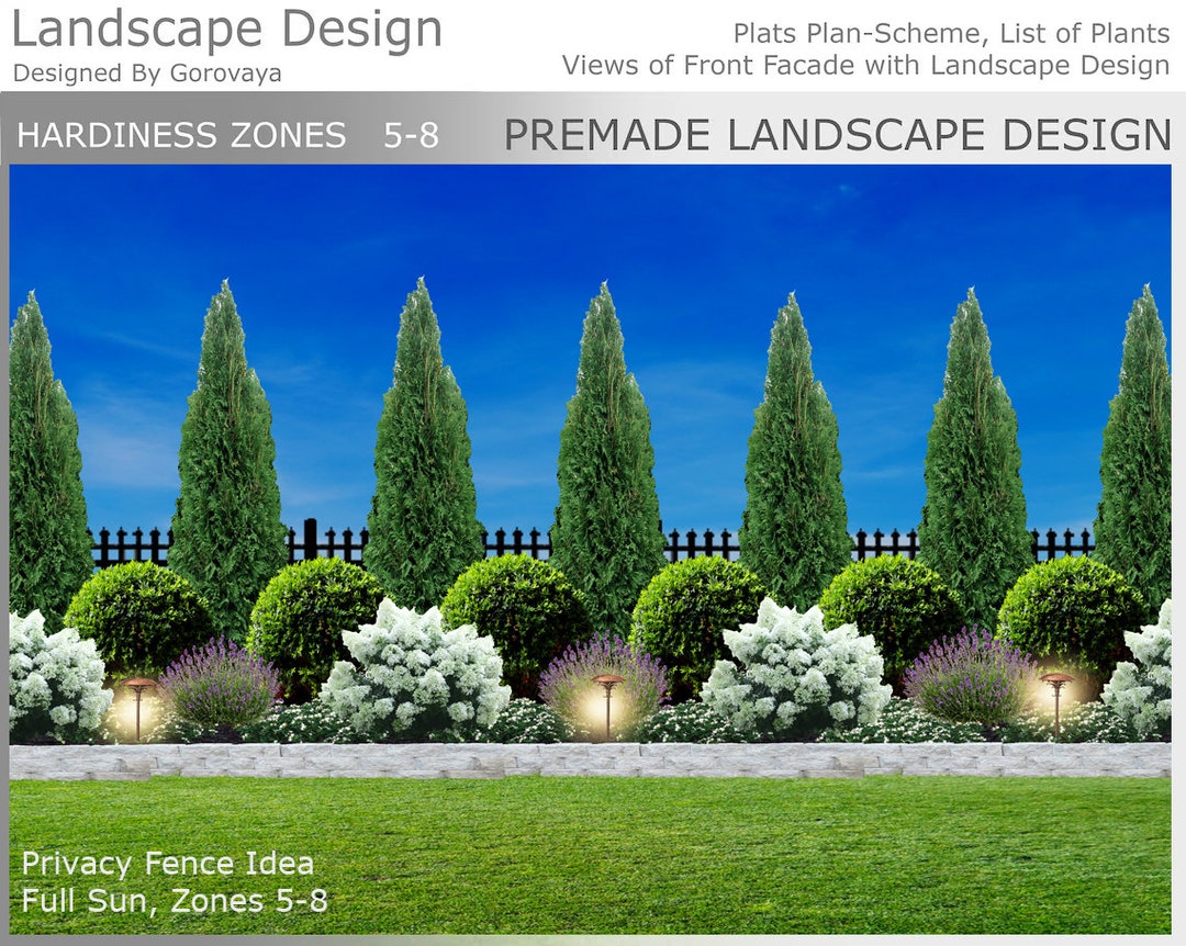 Premade Fence Landscape , Hydrangea Bush Design, Zone 5-8 Landscape ...