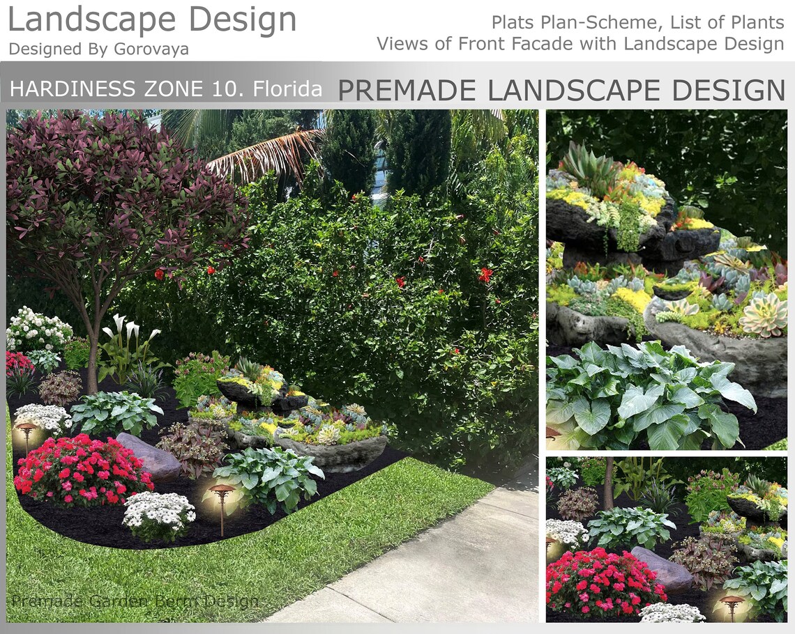 Florida Premade Landscape Design – Landscape Berm Garden – USDA Zones 8 ...
