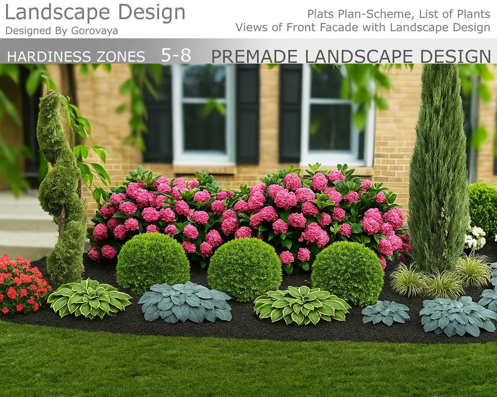 Premade Landscape Design, Landscape Garden Bed, Zone 5-8 , Landscape ...