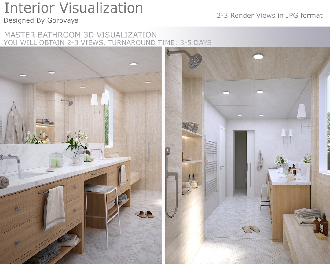 3D Interior Visualization, Master Bathroom Interior Design, Realistic ...