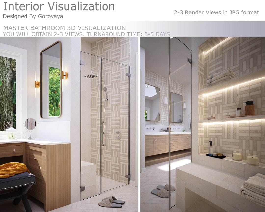 3D Interior Visualization, Master Bathroom Interior Design, Realistic ...