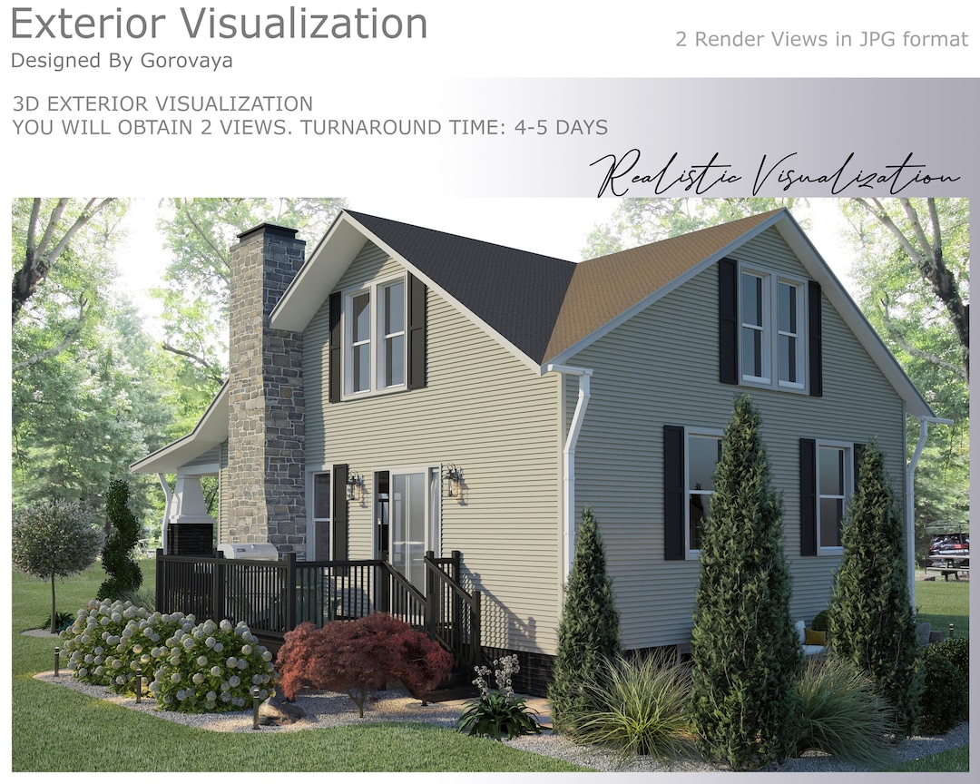 3D Visualization of Rear Facade Exterior, Back Facade Visualization ...