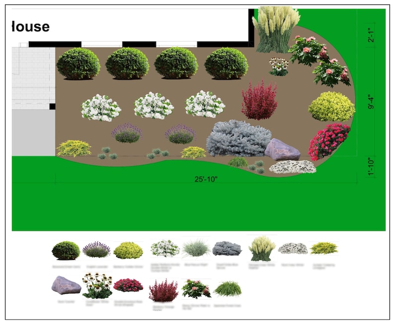 Premade Landscape Design, Landscape Garden Bed, Zone 5-8 , Landscape ...