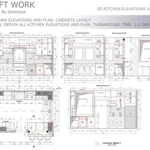 Kitchen Cabinet Layout Draft, 2D Custom Kitchen Design, Cabinet Layout ...