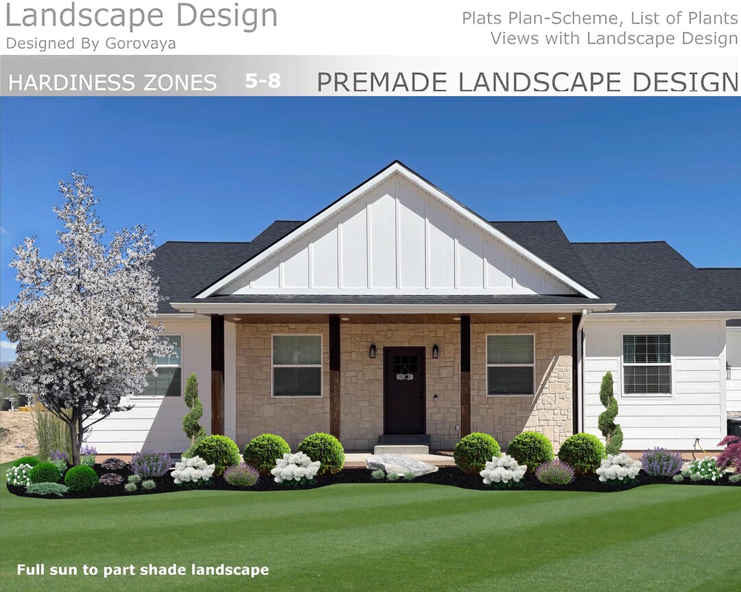 Premade Landscape Design, Landscape Garden Bed, Zone 5-8 , Landscape ...