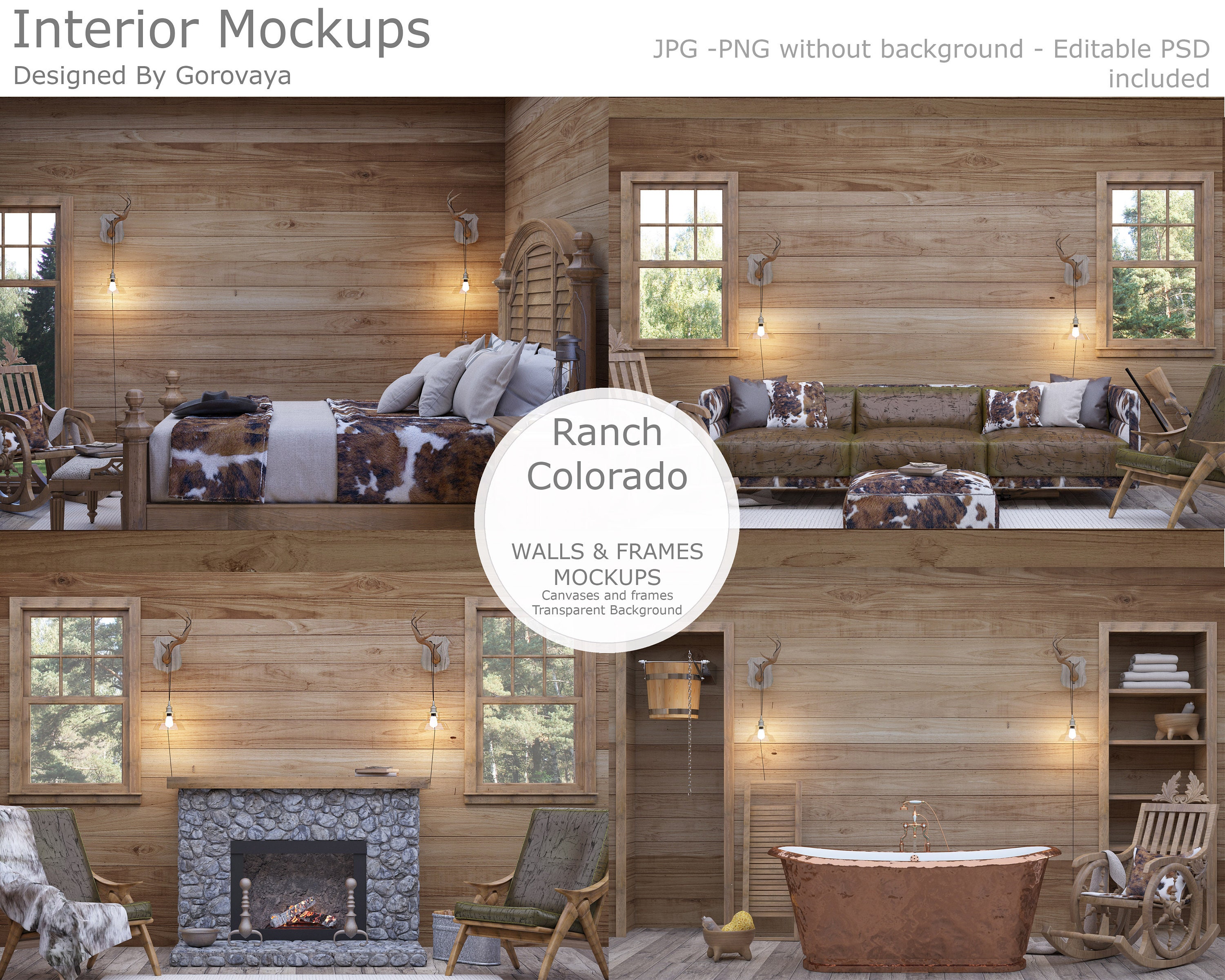 Wall Decor Home Decor Interior Mockup Western Ranch Mockup Country ...